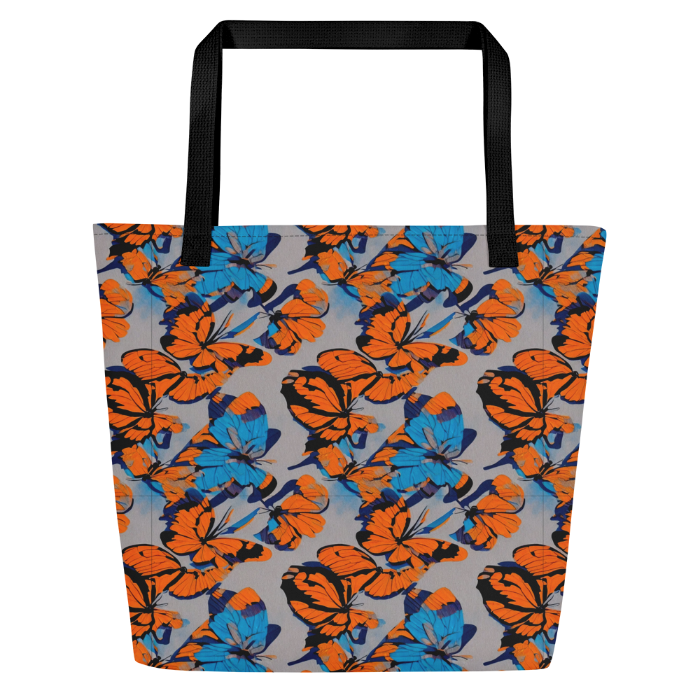 Large Tote Bag w/ Pocket - Flutter Wave – mindprint